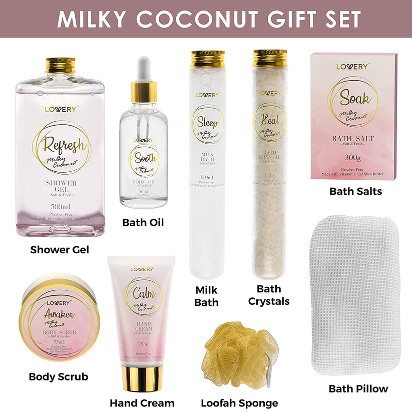 Milky Coconut Body Care Set - 10Pc Spa Gift Box | Lovery Valentine's ...